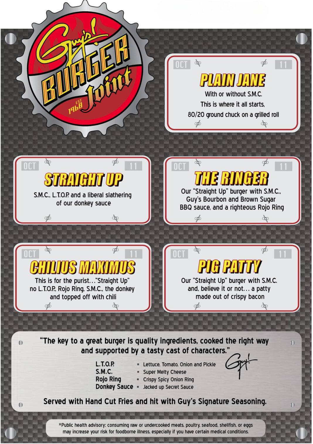 Guy's Burger Joint on Carnival Cruise Line: Menu, Which Ships, Details