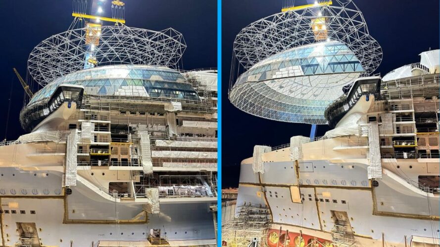 Huge Dome Installed on Royal Caribbean's Second Icon-Class Ship