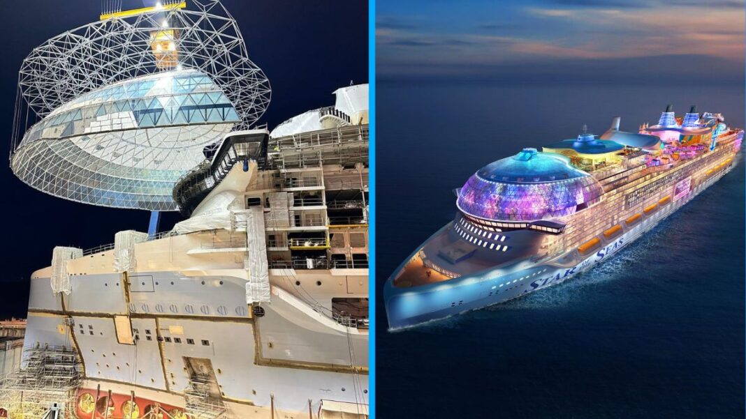 Huge Dome Installed On Royal Caribbeans Second Icon Class Ship