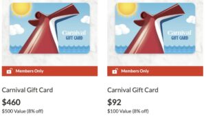 AARP Changes the Discount on Carnival Gift Cards