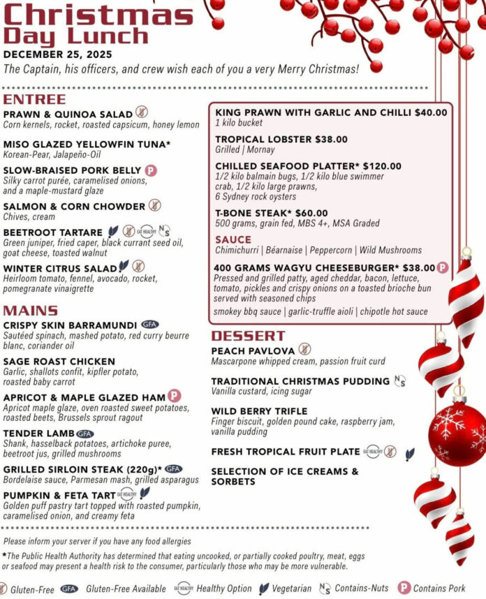 Carnival Unveils Festive Christmas Menus for Its Entire Fleet