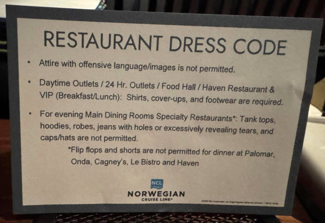 Norwegian Cruise Line Tightens Dress Code for Specialty Dining